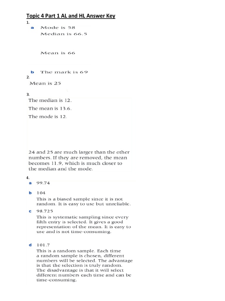 Topic 4 Part 1 SL HL Answer Key | PDF