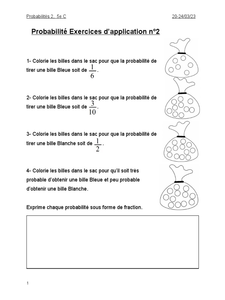 Introduction Probabilités Exercices Du Cours 2 | PDF
