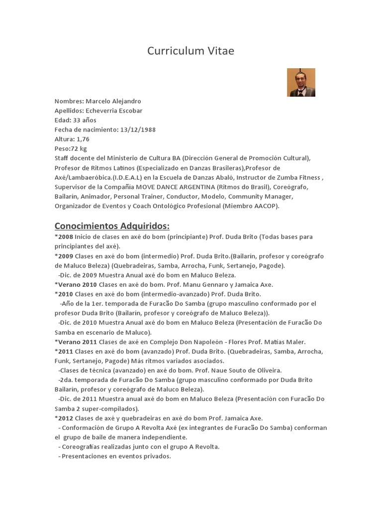 Marcelo. A. Echeverria. E. CV OK 2022 | PDF | Bailes | Música dance Marcelo. A. Echeverria. E. CV OK 2022 | PDF | Bailes | Música dance