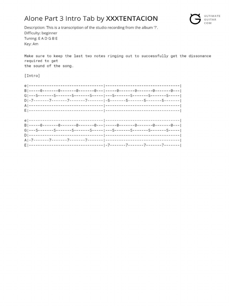 Alone Part 3 Intro Tab | PDF