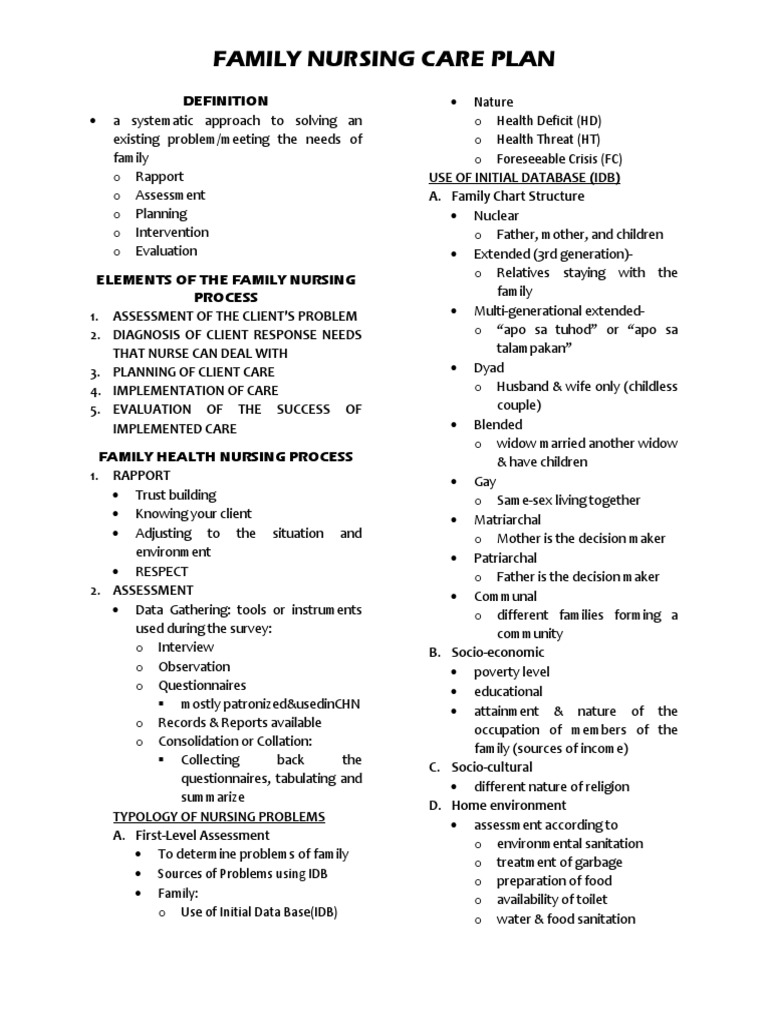 CHN-FAMILY NURSING CARE PLAN | PDF