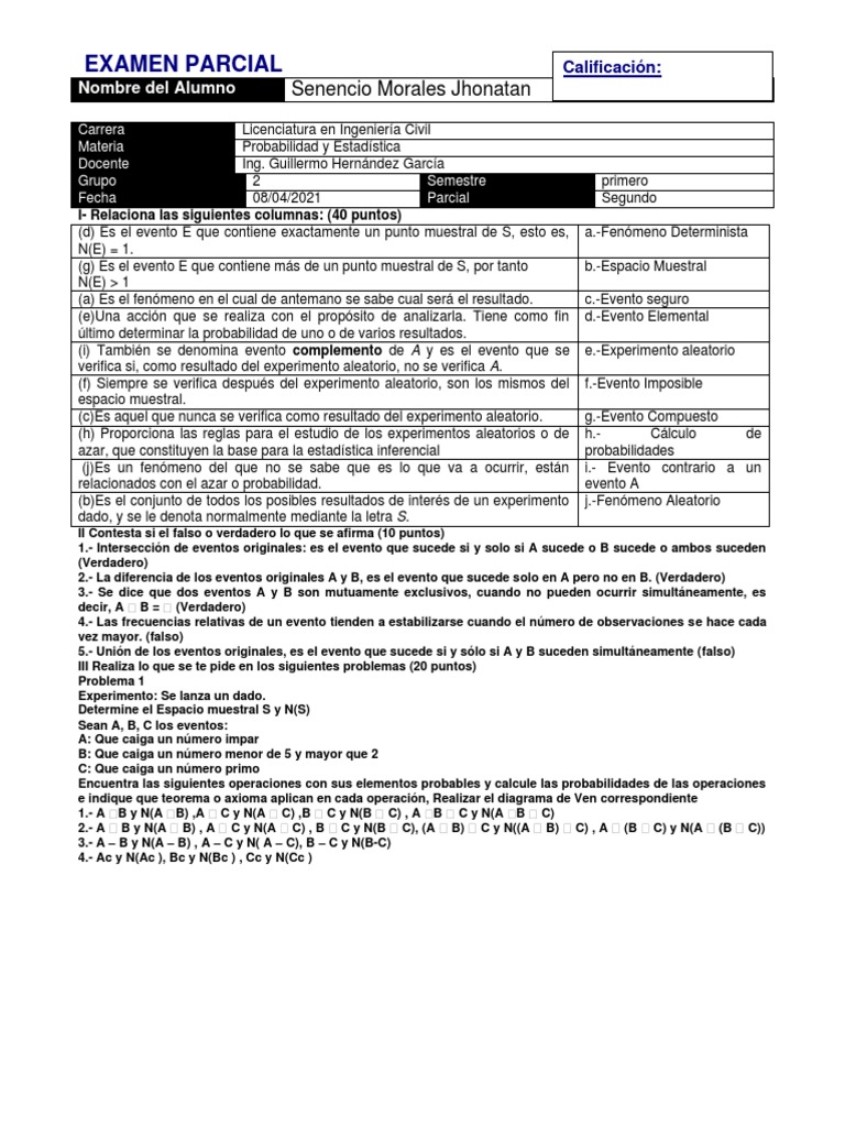 2do Parcial Estadistica y Probabilidad | PDF | Probabilidad | Aleatoriedad 2do Parcial Estadistica y Probabilidad | PDF | Probabilidad | Aleatoriedad