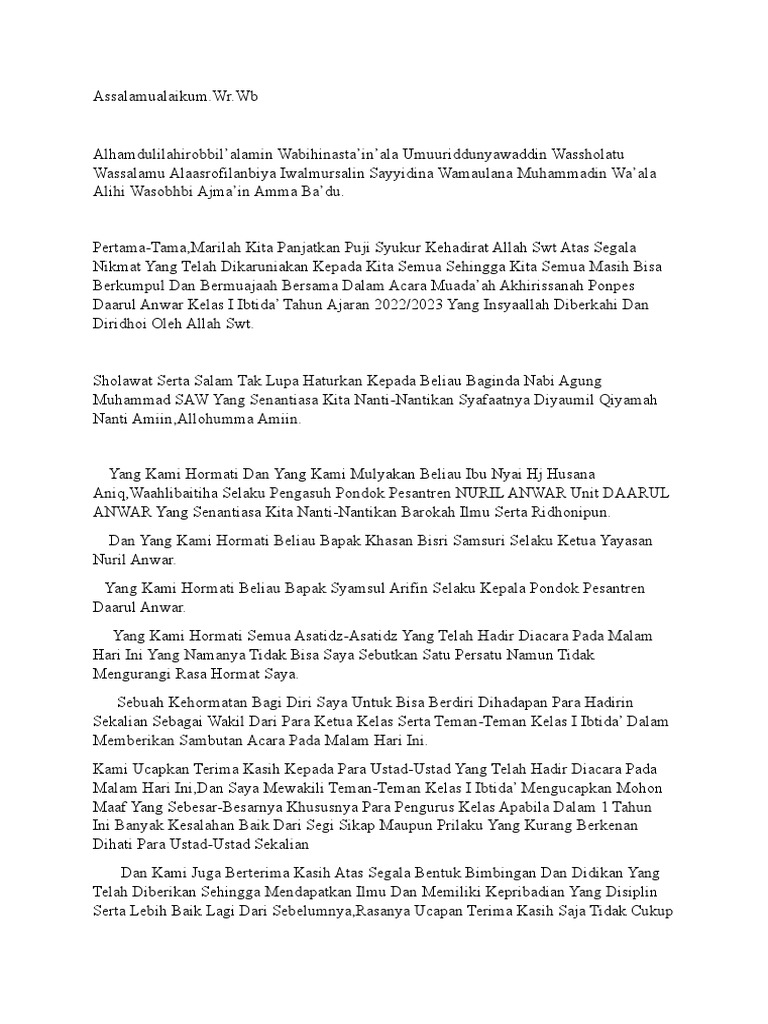 Sambutan+mc I Ibtida | PDF