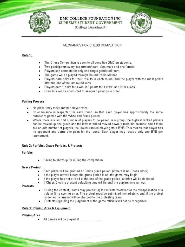 Mechanics For Chess Competition DMC | PDF