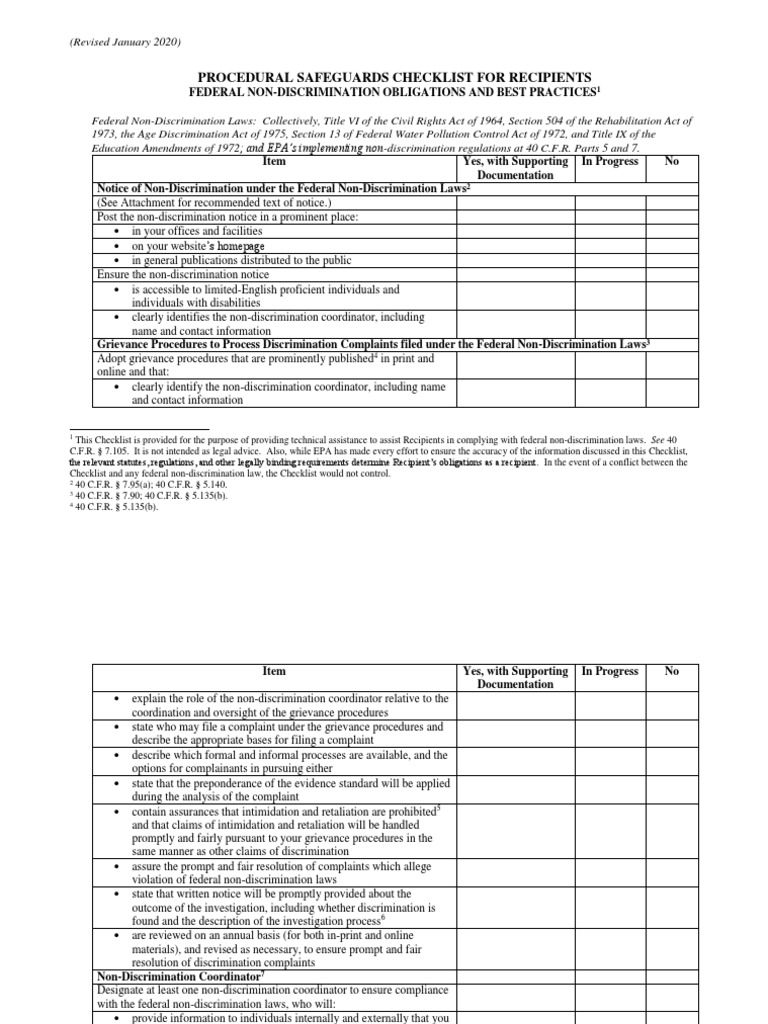 Procedural Safeguards Checklist | PDF | Section 504 Of The ...