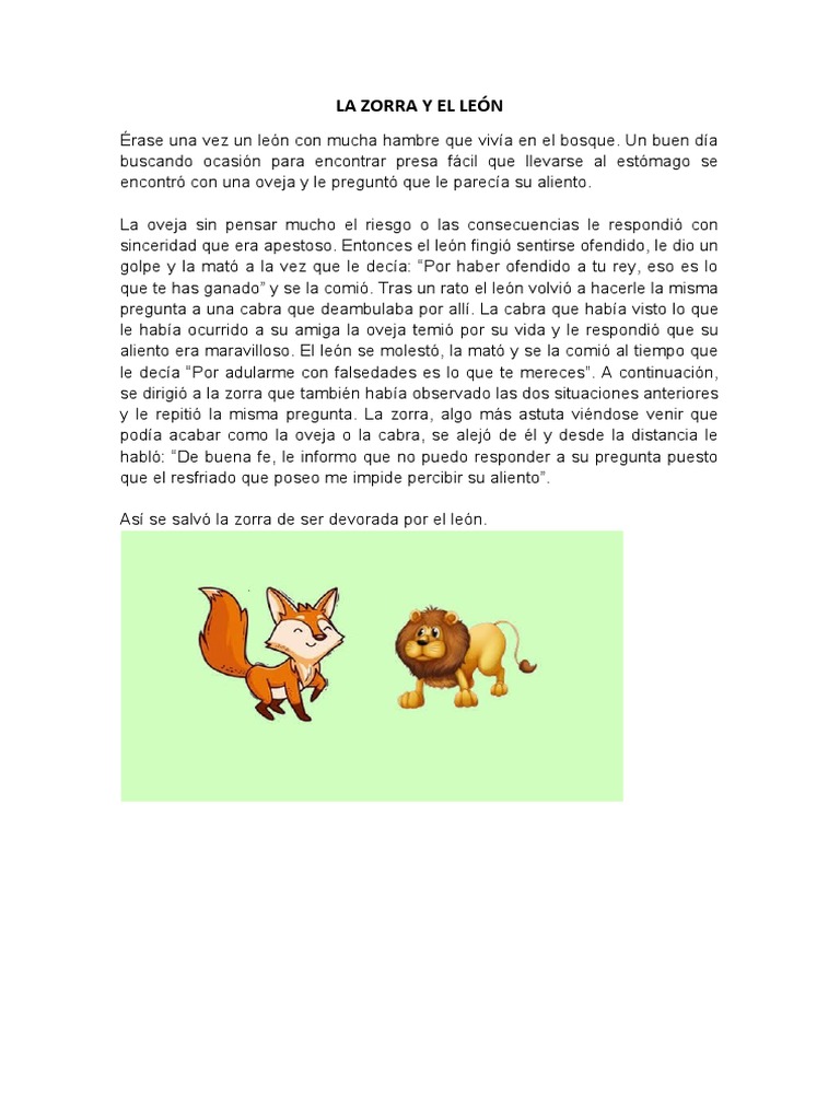 LA ZORRA Y EL LEÓN | PDF | León | Gatos