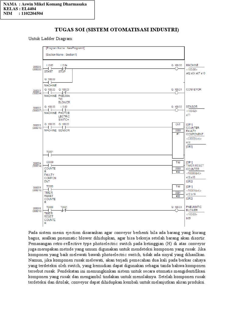 TUGAS SOI (Ladder Diagram Problem Otomasi Menggunakan CX Programmer | PDF TUGAS SOI (Ladder Diagram Problem Otomasi Menggunakan CX Programmer | PDF