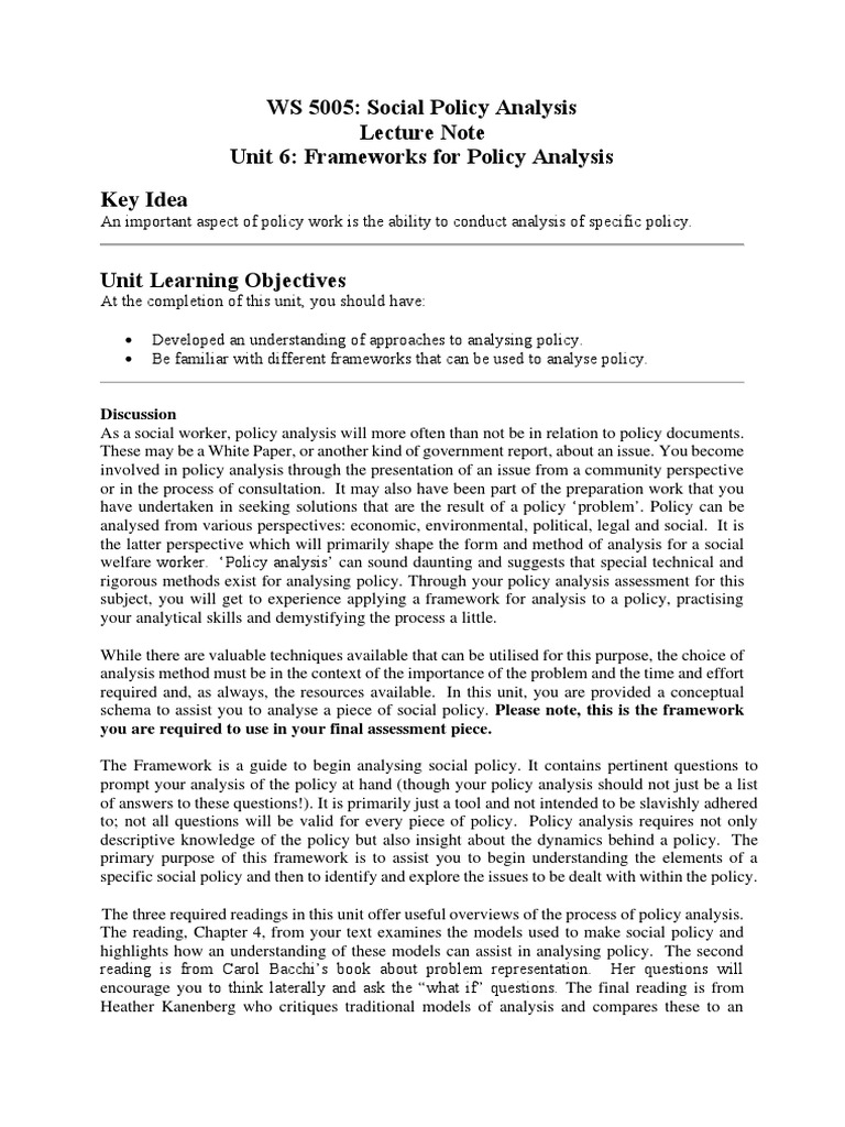 Social Policy Analysis Framework Guide | PDF | Policy Analysis | Policy