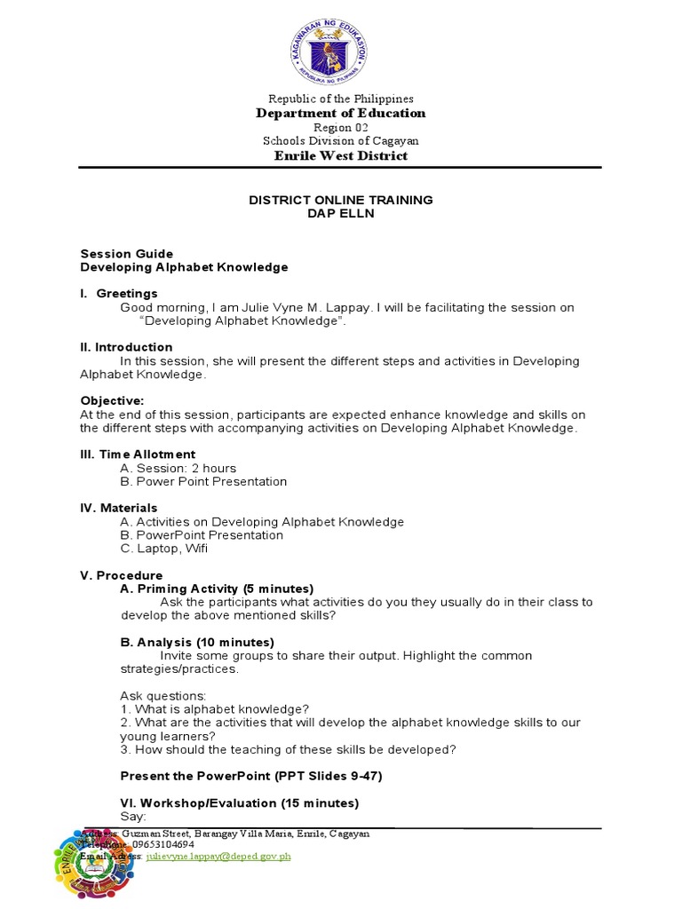 DAp Developing Alphabet Knowledge Session Guide | PDF