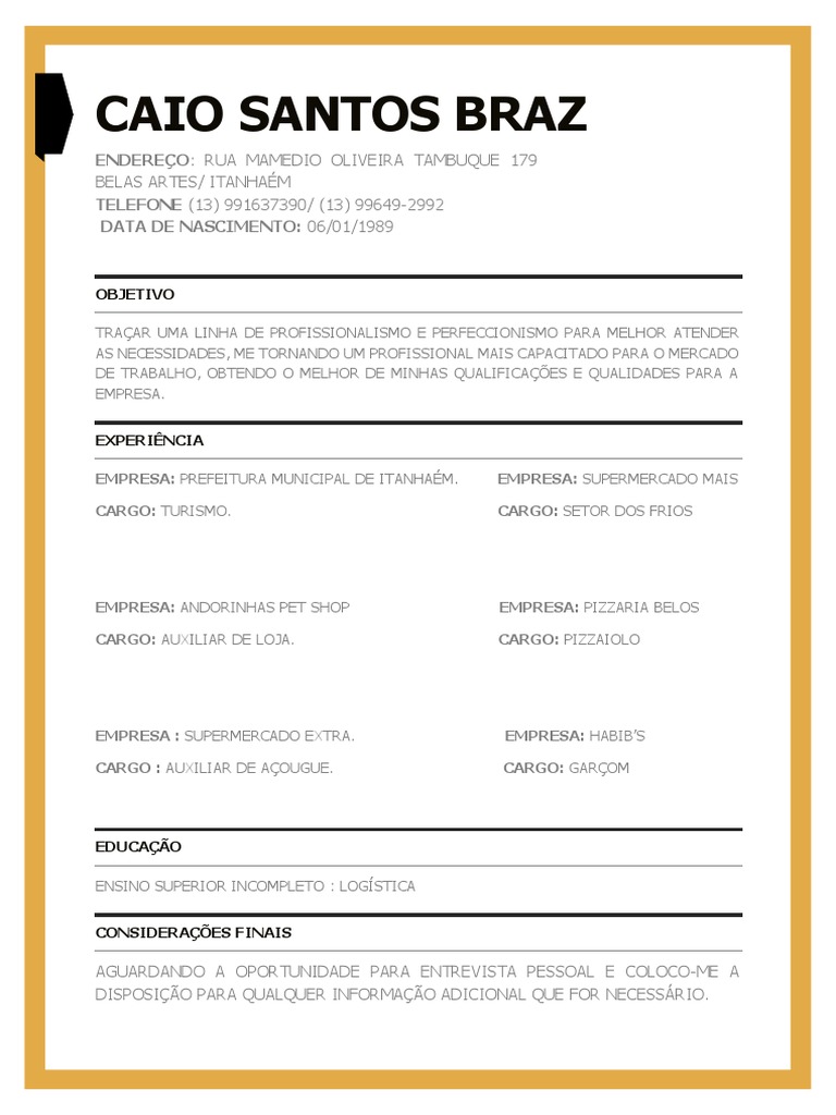 Currículo Caio | PDF