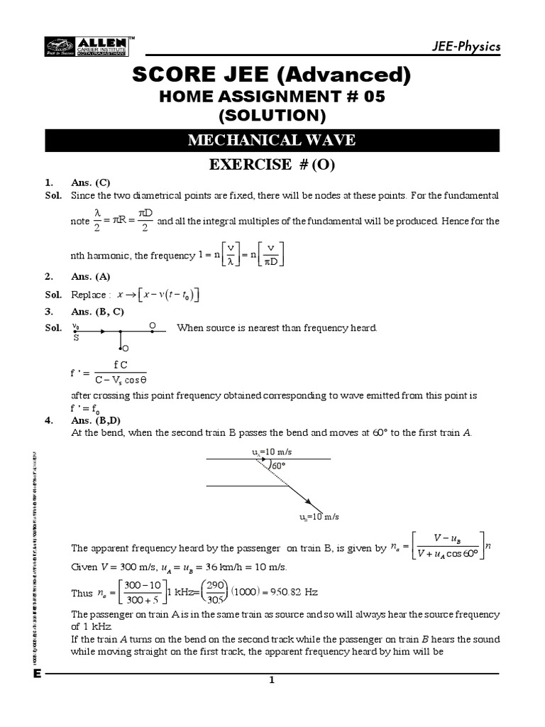 Allen Physics Solutions 05 | PDF | Waves | Mechanics