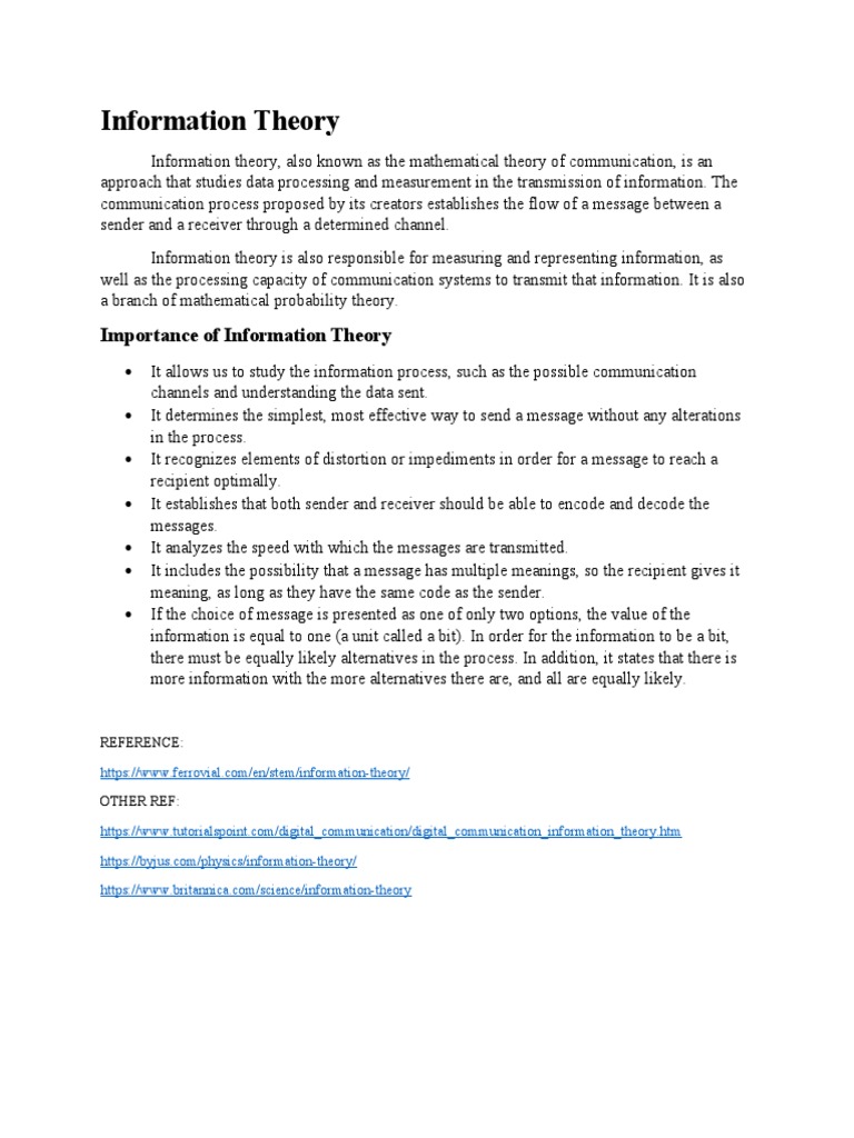 Information Theory | PDF