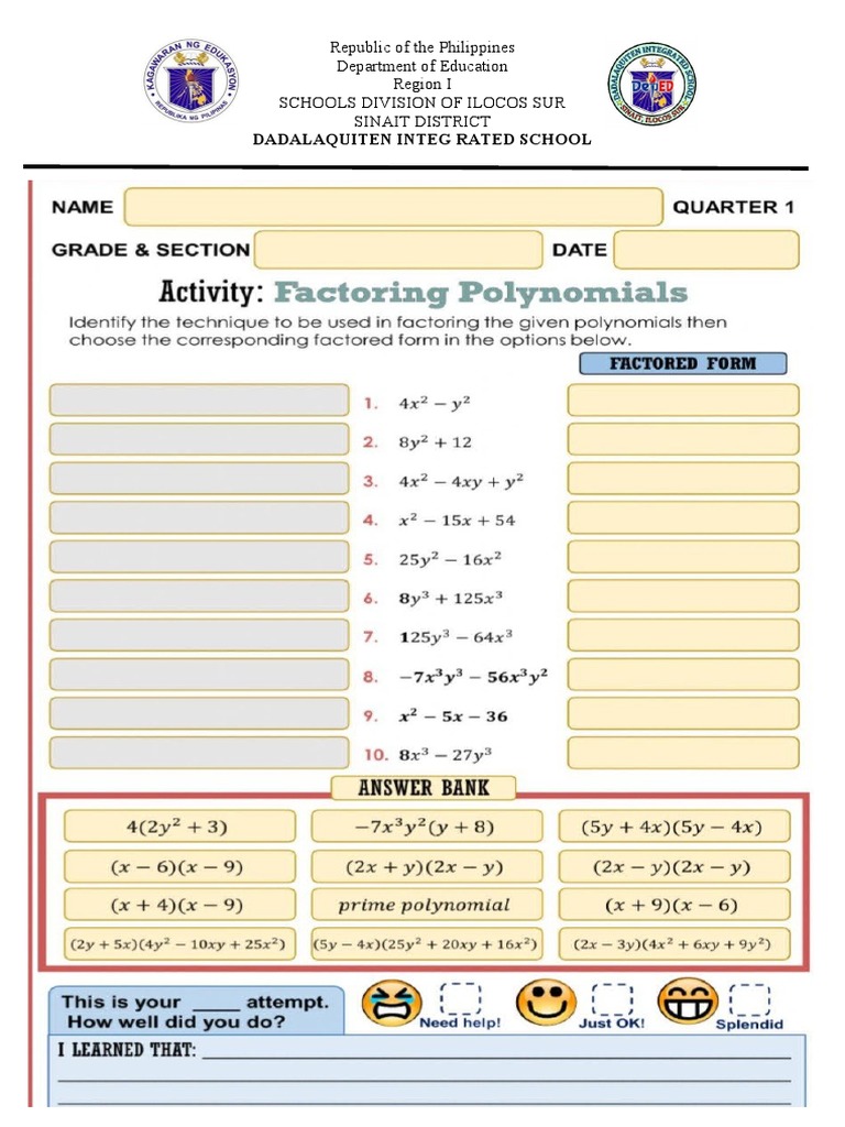 Grade 9 Activity Sheet | PDF