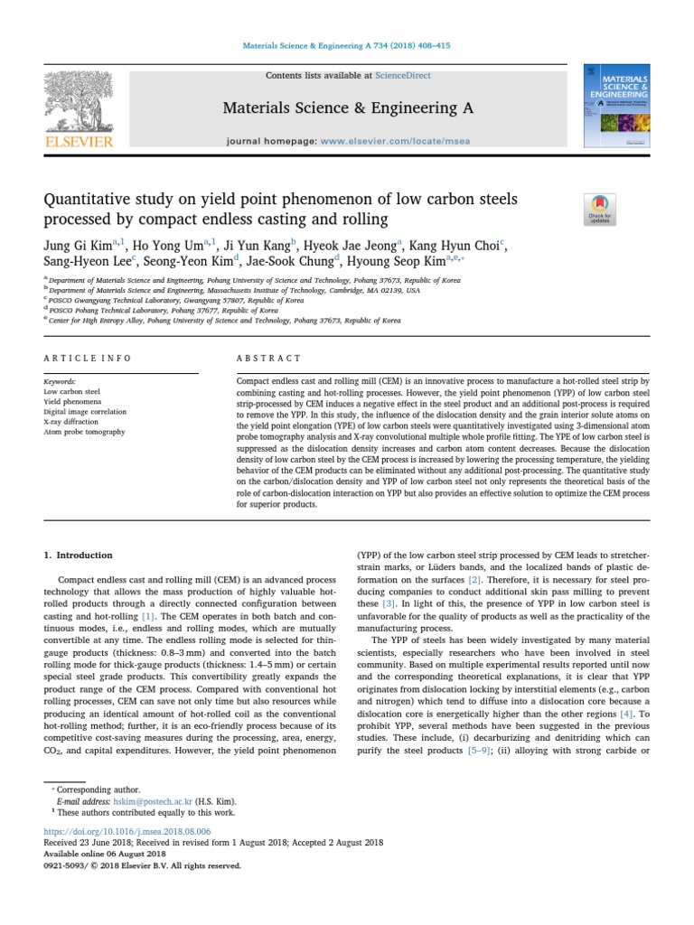 Quantitative Study On Yield Point Phenomenon of Low Carbon Steels | PDF ...