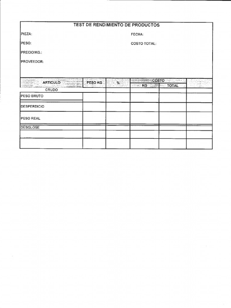 Formato Test de Rendimiento | PDF