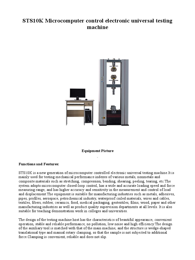 STS10KN Microcomputer Control Electronic Universal Testing Machine | PDF