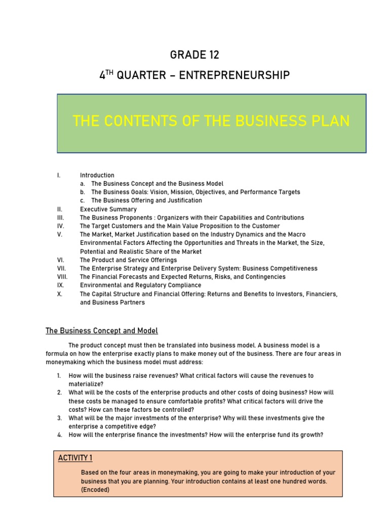 Entrep 4TH Quarter | PDF | Business | Business Model