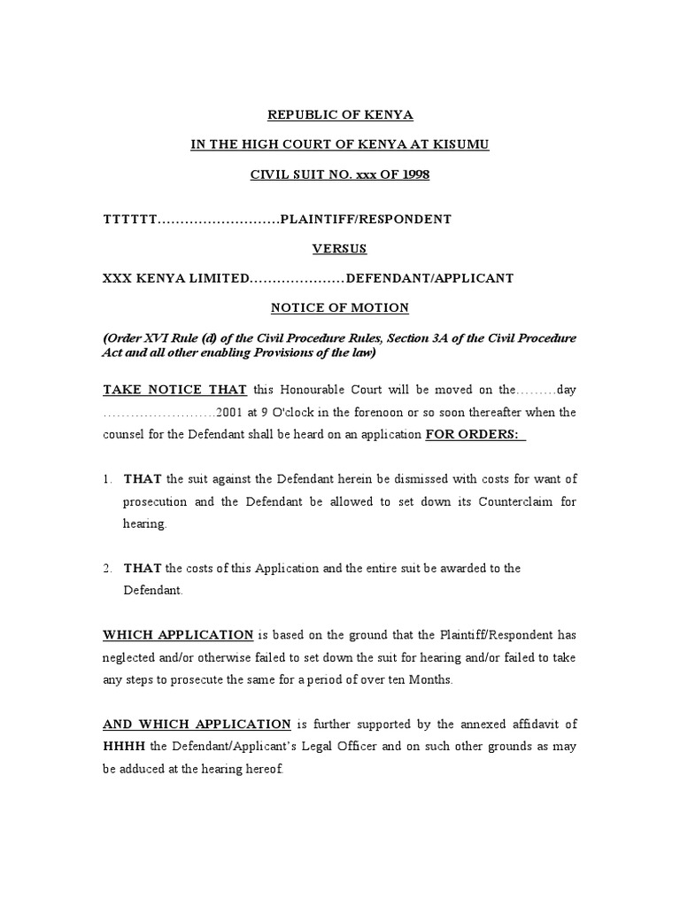 Notice of Motion | PDF | Lawsuit | Justice