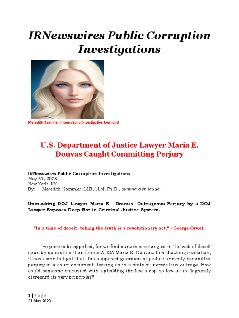05.31.23 Re Maria Douvas' Perjury | PDF | Perjury | Judiciaries