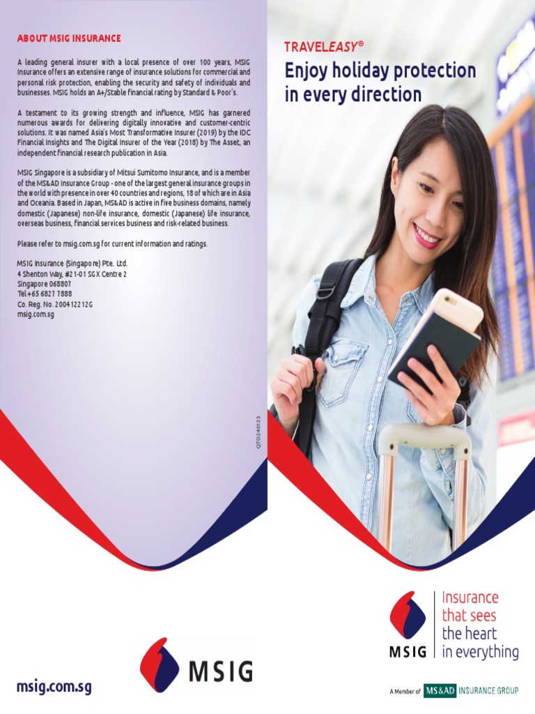 MSIG TravelEasy Brochure QTD240123 | PDF | Insurance | Deductible