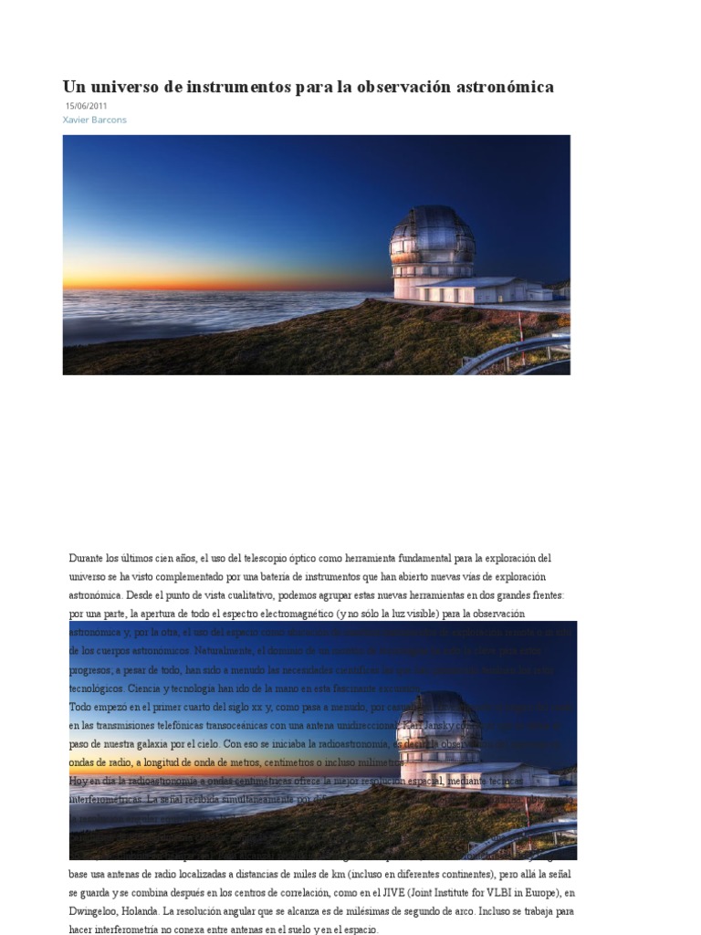 Instrumentos para la Observación Astronómica | PDF | Astronomía ...