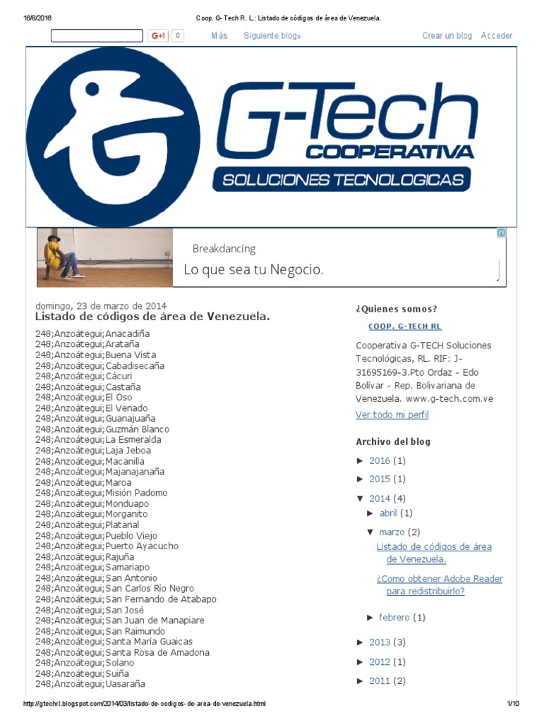 Codigos de Area de Toda Venezuela | PDF