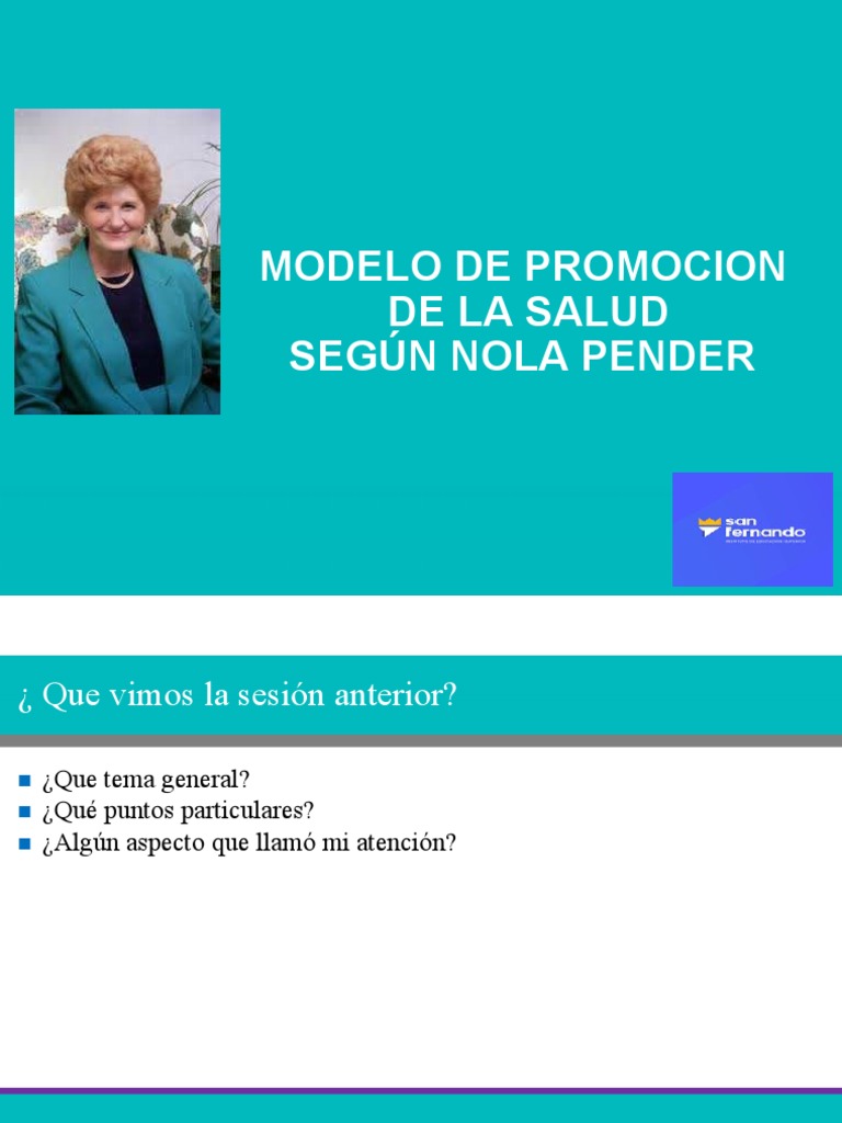 Clase 2 Promoció S Modelo Nola Pender (1) | PDF | Asistencia sanitaria ...