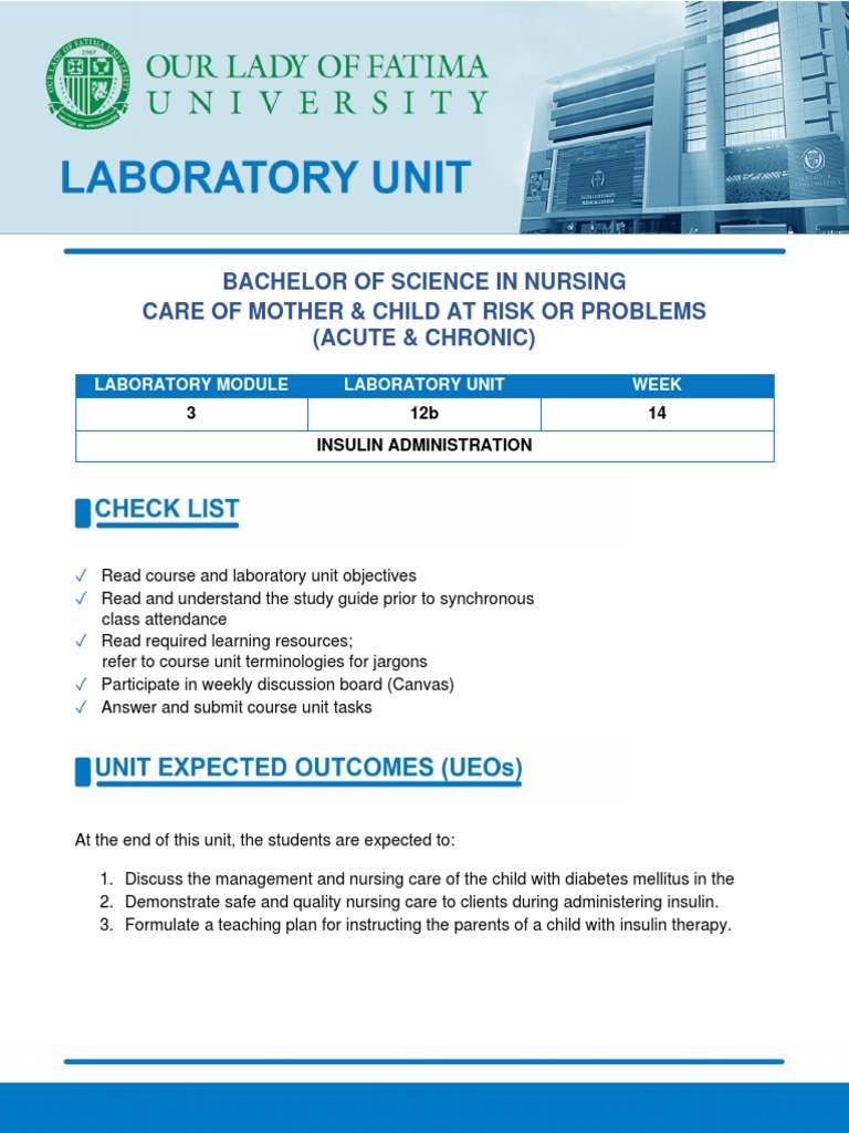 NCMA 219 RLE-Laboratory-Unit-12b | PDF | Insulin | Injection (Medicine)