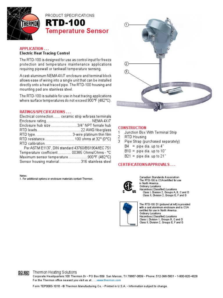 TEP0083 RTD 100 Spec | PDF | Pipe (Fluid Conveyance) | Mechanical ...