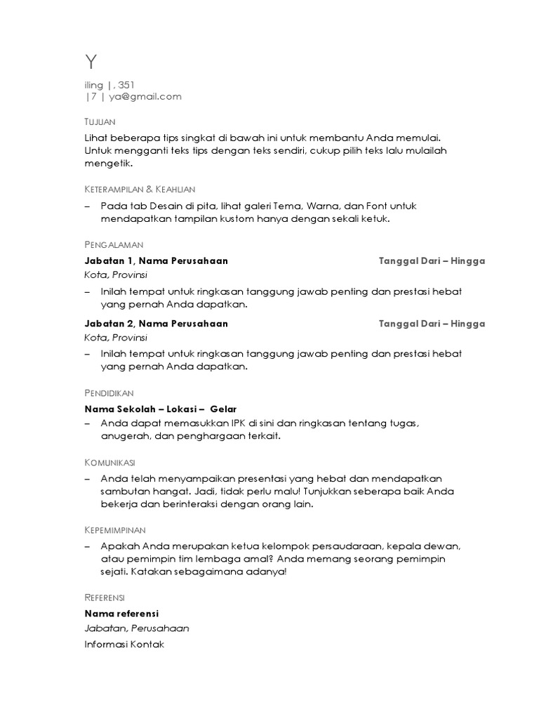 Contoh Resume Pekerjaan Yang Baik Dan Benar | PDF