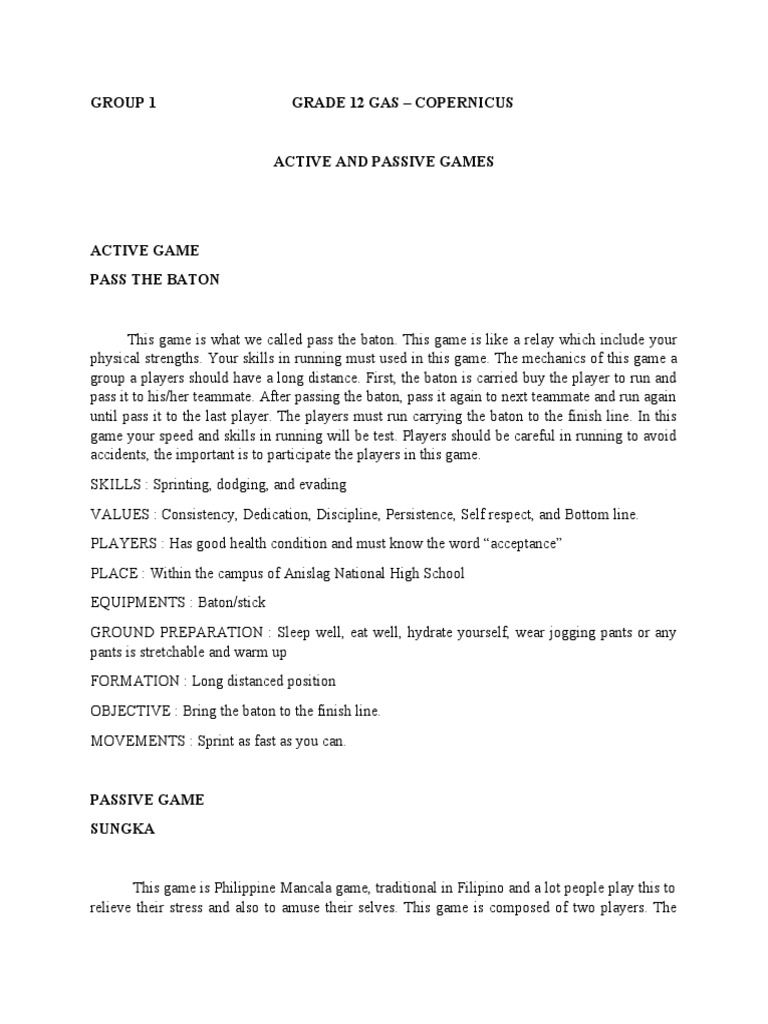 Active and Passive Games | PDF