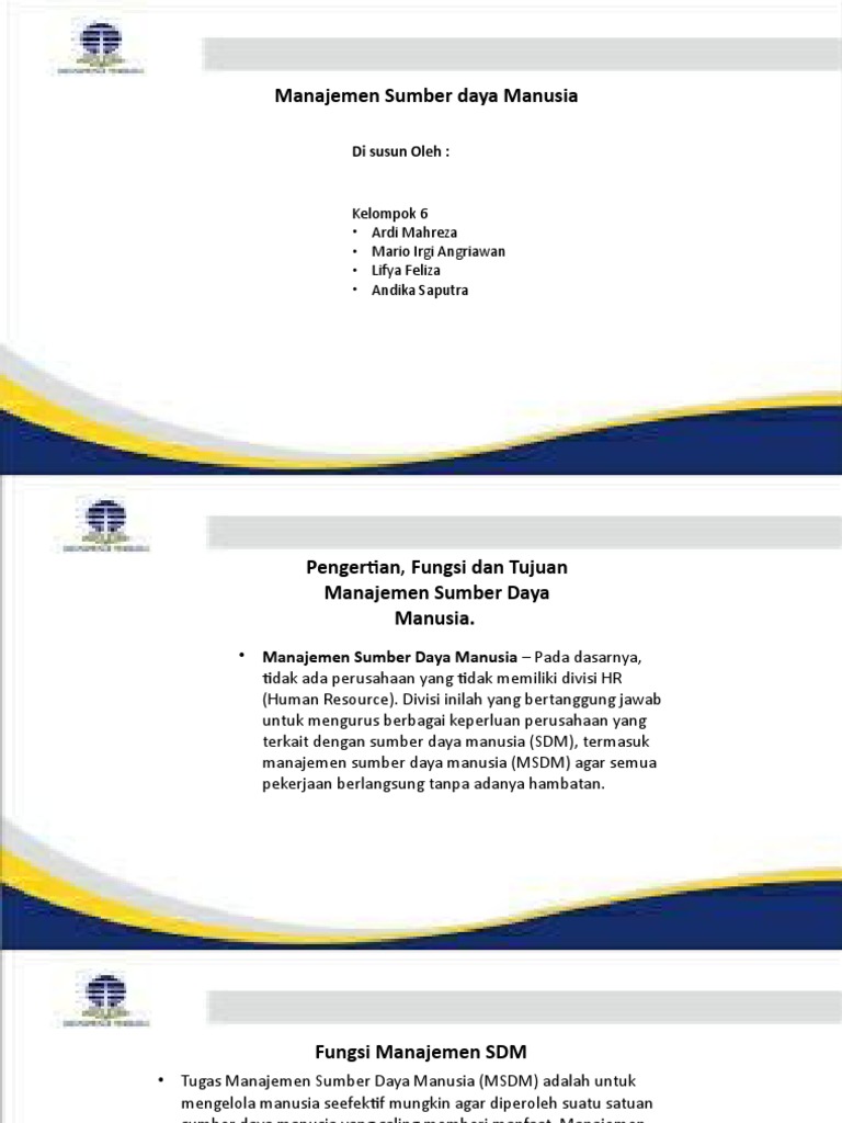 Presentasi Kelompok 6 Manajemen SDM | PDF
