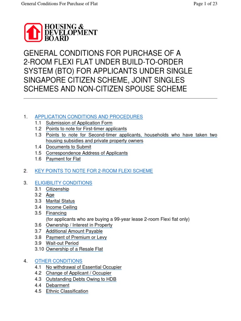 May 2021 BTO - Conditions For Purchase (2rm Flexi - Singles) | PDF | Loans | Private Law