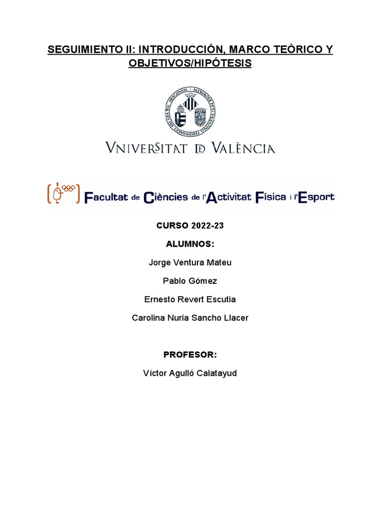 Seguiment Ii - Introducció, Marc Teòric I Objectius - Hipotesi | PDF