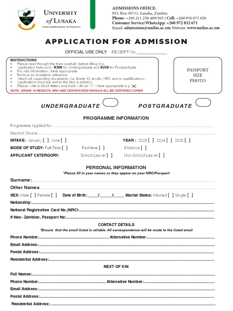 2023 Application Form Pdf