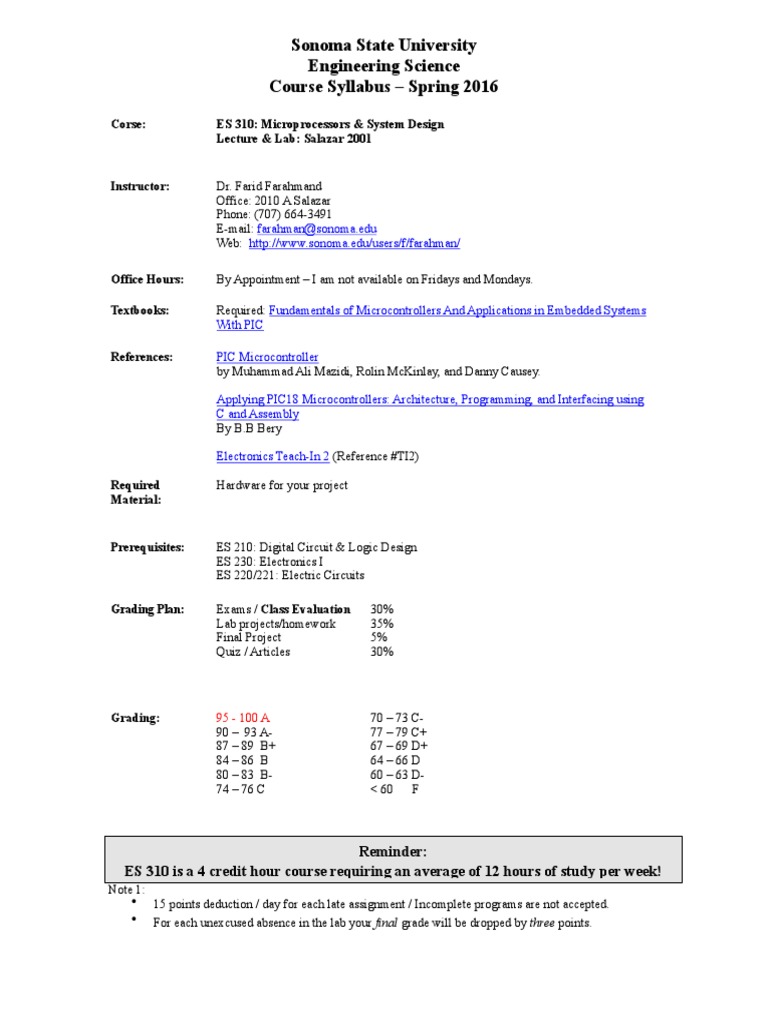 Es310 Syl bb-1 | PDF | Engineering | Microcontroller