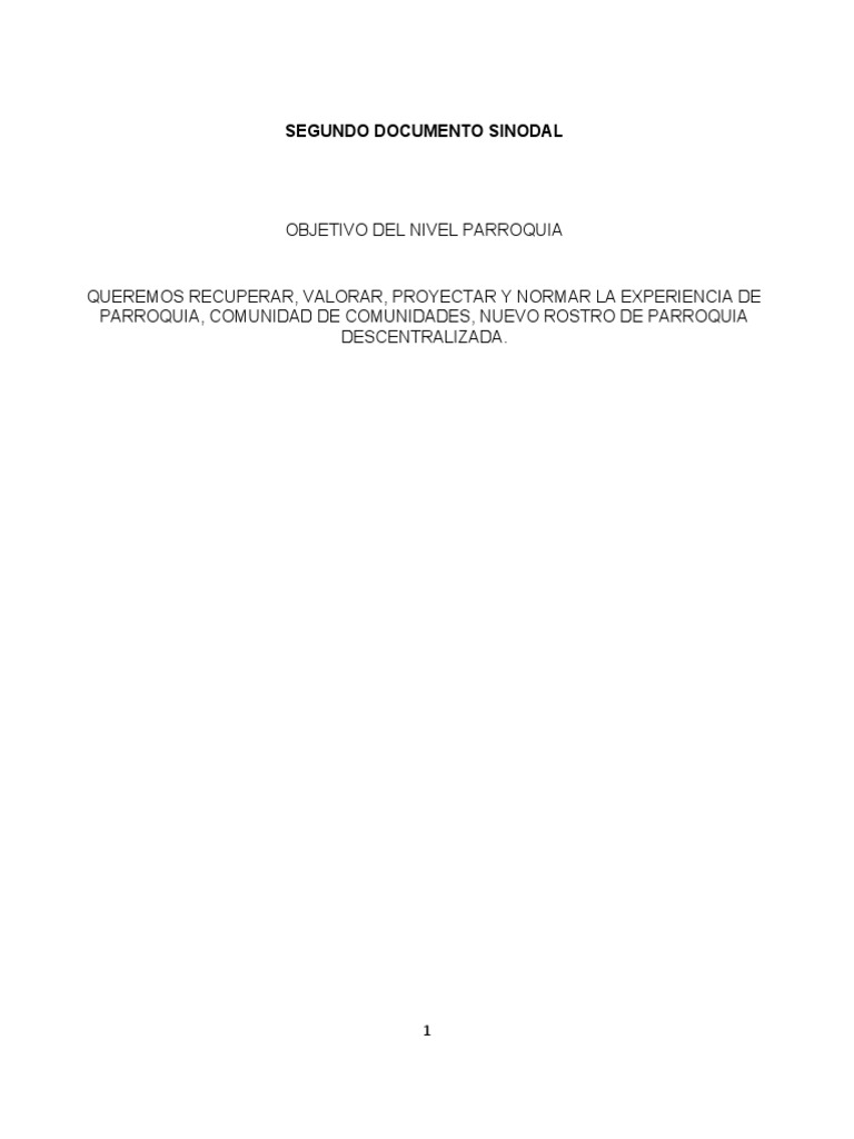 Segundo Documento Sinodal | PDF | Jesús | Iglesia Católica