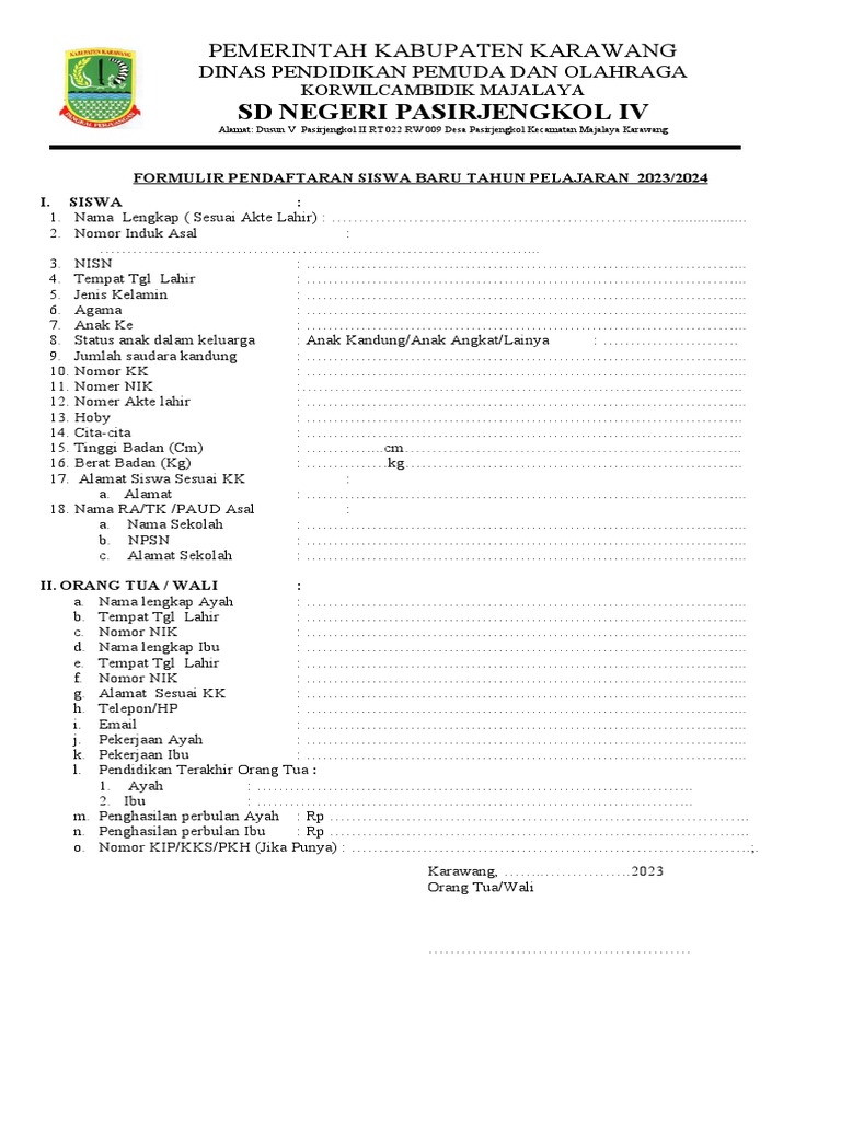 PPDB Formulir 2023-2024 | PDF