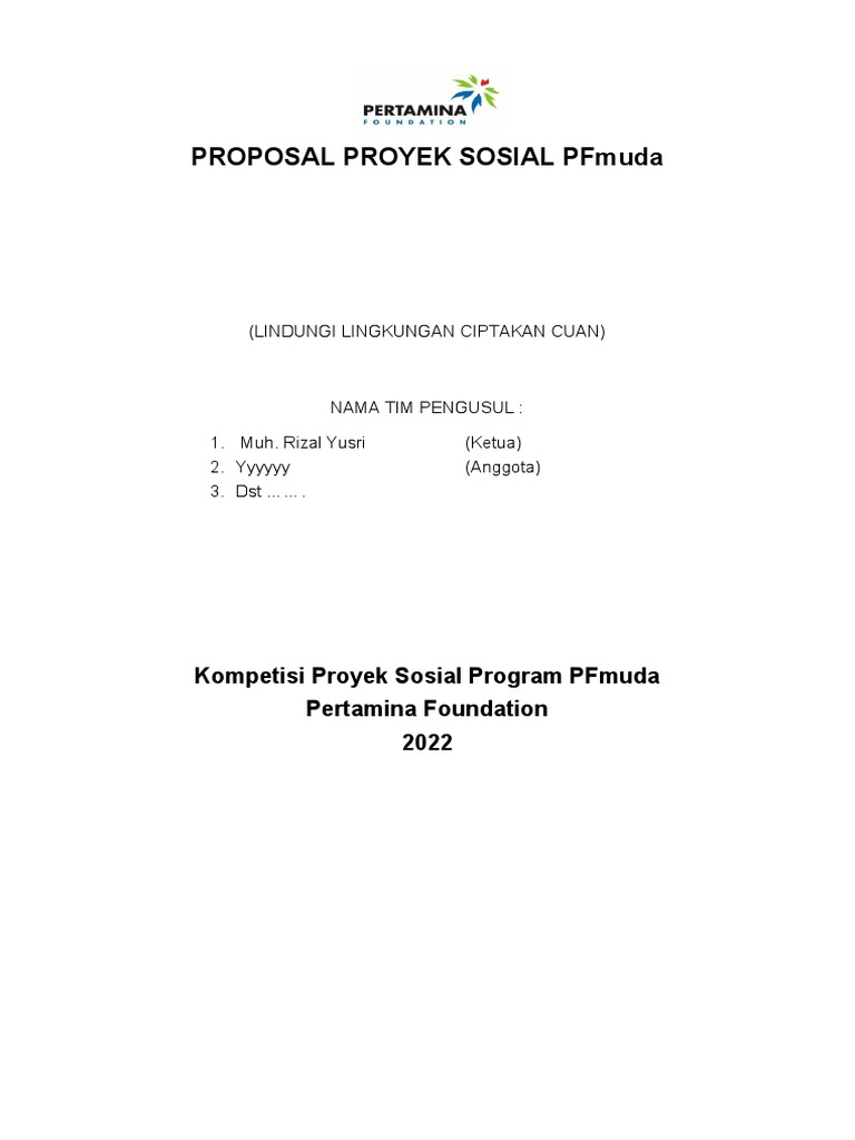 Proposal Proyek Sosial PFmuda 2022 | PDF | Seni