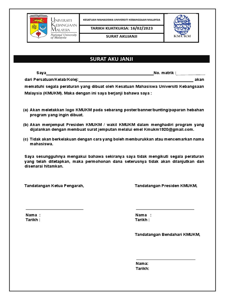 Surat Aku Janji Kmukm Pdf