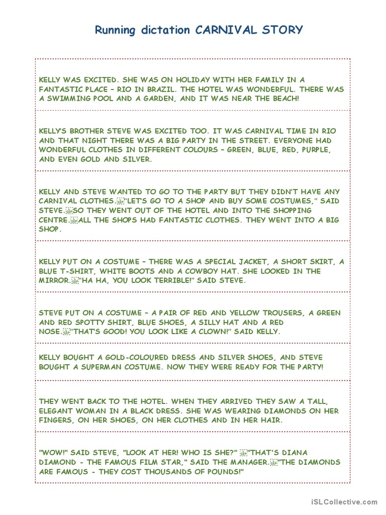 Running Dictation - The Carnival | PDF | Clothing | Softlines (Retail)