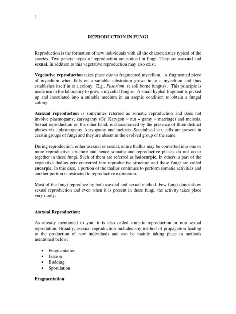 Fungi Reproduction Methods Explained | PDF | Fungus | Reproduction