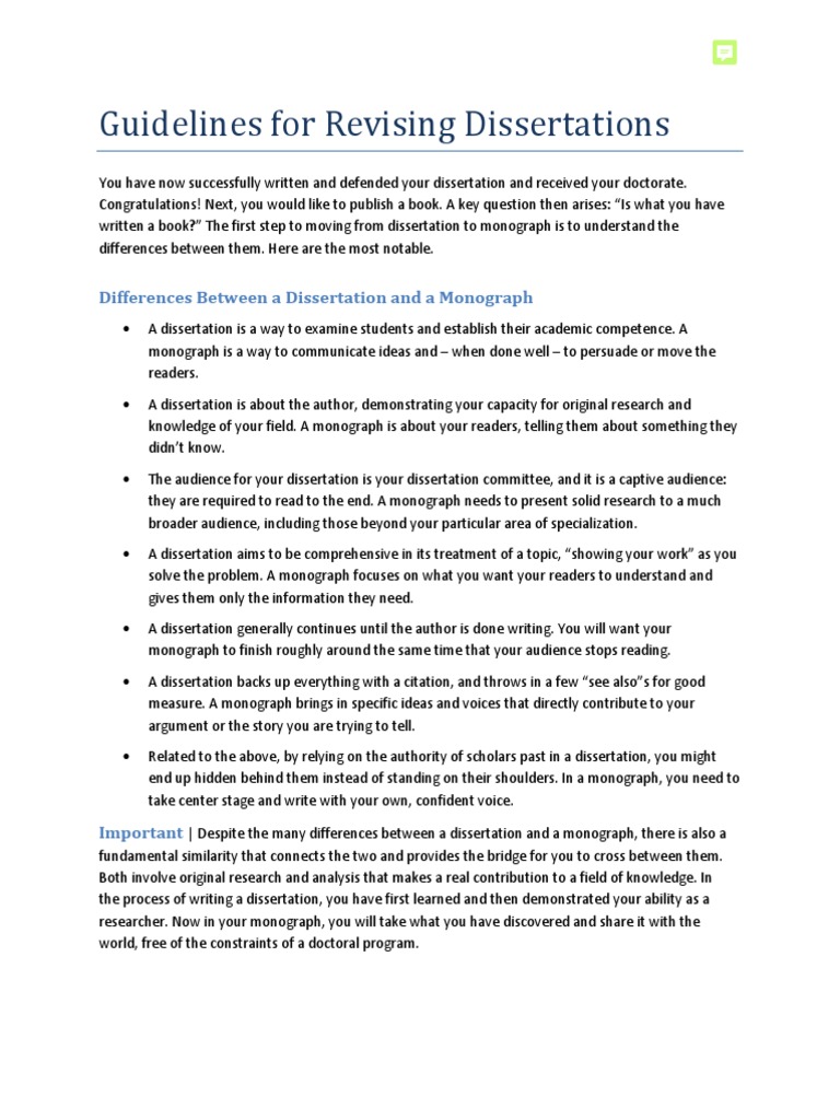 Guidelines For Revising Dissertations | PDF | Thesis | Books