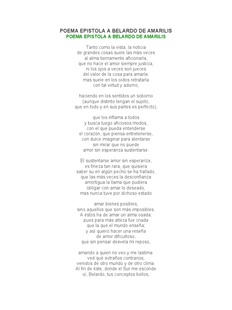 Poema Epístola a Belardo de Amarilis | PDF | Amor
