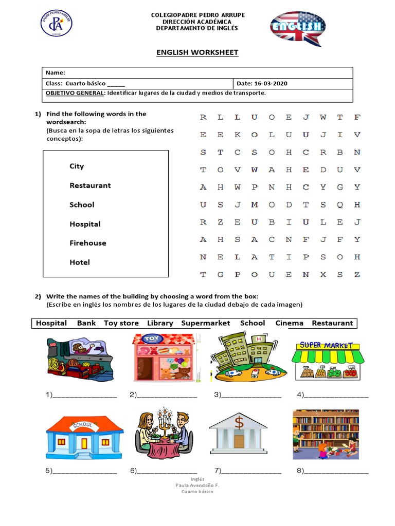 Sopa de letras: lugares de la ciudad | PDF | Estudios de idiomas ...