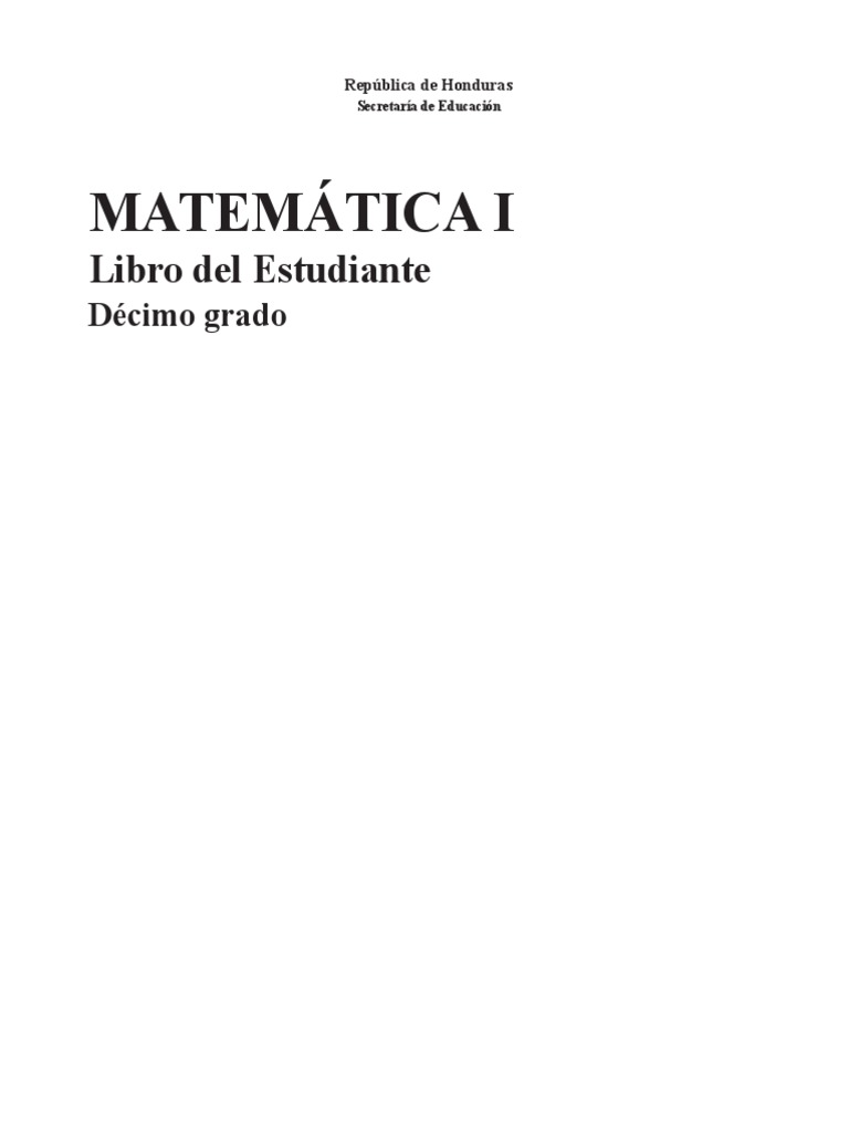 10° Libro Del Estudiante - Matemáticas I | PDF