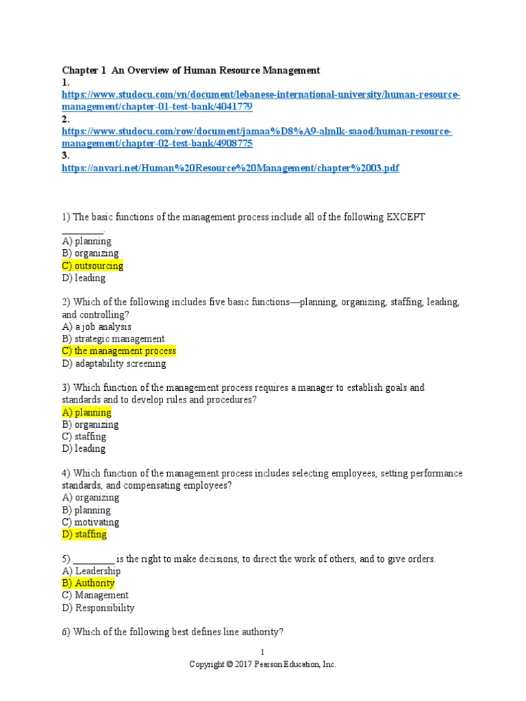 Chapter 1 An Overview of HRM | PDF | Human Resource Management | Human ...