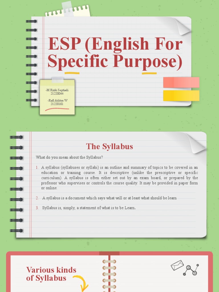 ESP (English For Specific Purpose) : - M Rizki Septiadi 21220044 - Rafi Aditya W 21220161 | PDF ...