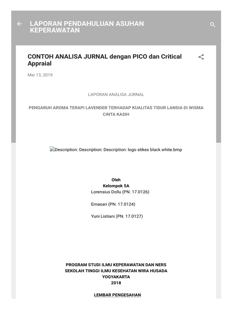 CONTOH ANALISA JURNAL Dengan PICO Dan Critical Appraial230726 | PDF
