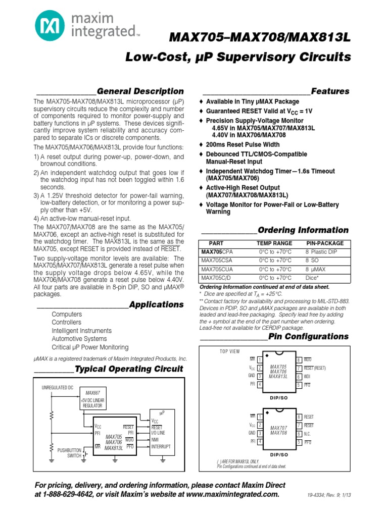 Max705 Max813l | PDF | Computer Science | Electrical Circuits
